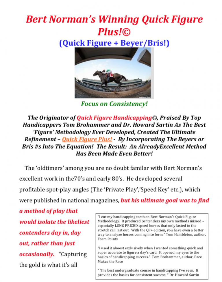Bert Norman’s QUICK FIGURE PLUS! Amazing Consistency! Virtually No ...