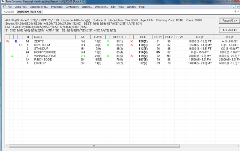New!! Tom Console’s Personal Handicapping 2.0 Report Software Program ...